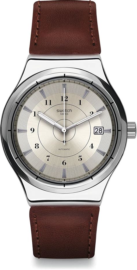 Swatch Reloj Analógico para Hombre de Automático con Correa en Cuero
