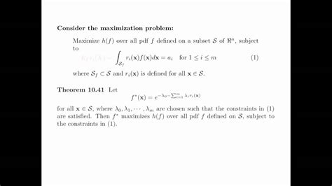 chapter 10 differential entropy section 10 6 maximum differential entropy distributions youtube