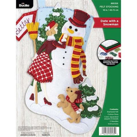 Bucilla 18 Felt Christmas Stocking Kit Date With A Snowman Buddly