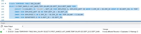 how to select temporary table in mysql