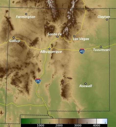 Topographical Map Of NM Meters TAF Sites In The NWS ABQ County