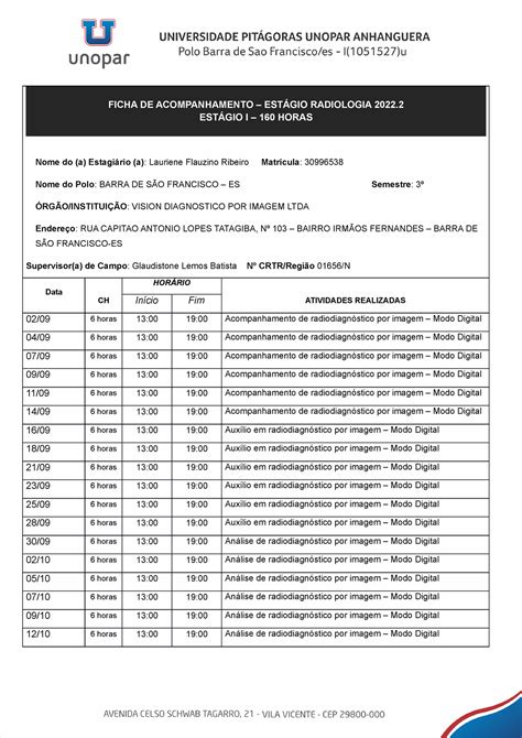 Ficha Acompanhamento Radio 1 5 FICHA DE ACOMPANHAMENTO ESTÁGIO