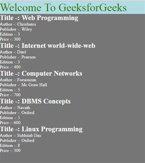 Displaying XML Using CSS GeeksforGeeks