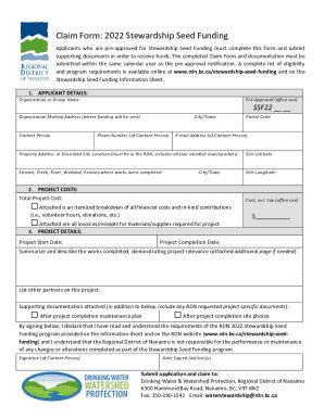 Fillable Online Claim Form Stewardship Seed Funding Fax Email