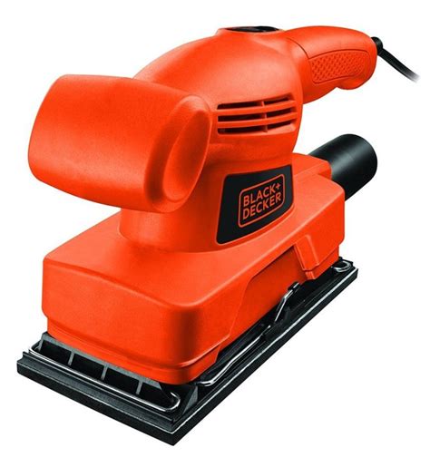An Orange Electric Sander On A White Background