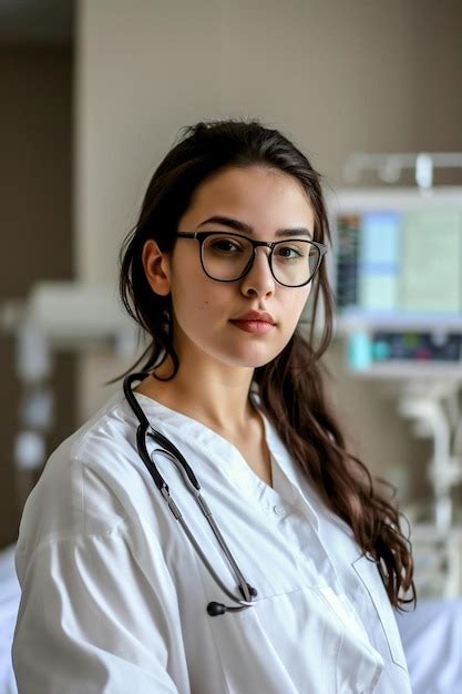Premium Photo A Woman In A White Lab Coat And Glasses