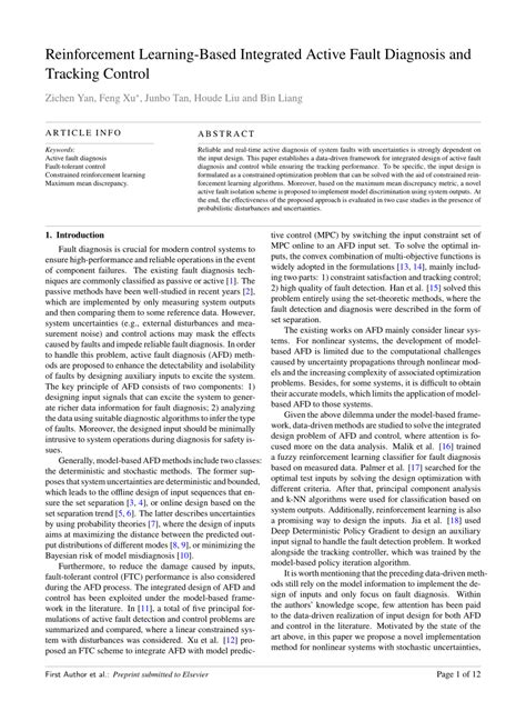pdf reinforcement learning based integrated active fault diagnosis and tracking control
