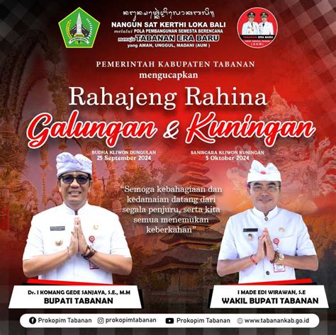 Pemerintah Kabupaten Tabanan Ucapkan Selamat Hari Raya Galungan