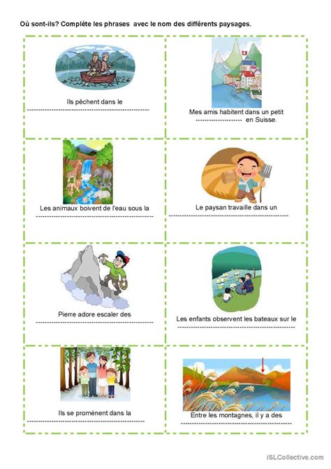 Paysages Dictionnaire Visuel Ou T Ch Fran Ais Fle Fiches Pedagogiques