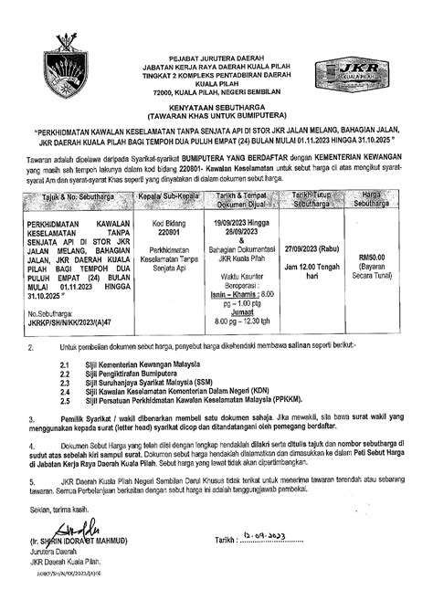 PELAWAAN TENDER SEBUTHARGA BAGI KAWALAN KESELAMATAN TANPA SENJATA API