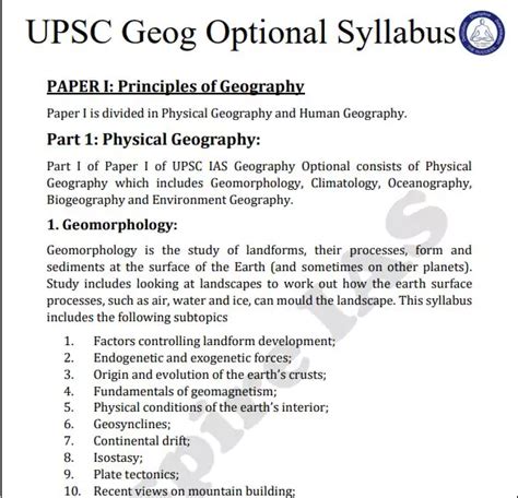 PDF UPSC Geography Optional Syllabus For IAS Mains 2023 PDF Panot Book
