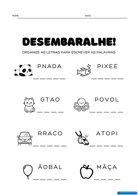 Atividade De Organizar As Letras E Formar Palavras Ponto Do Conhecimento