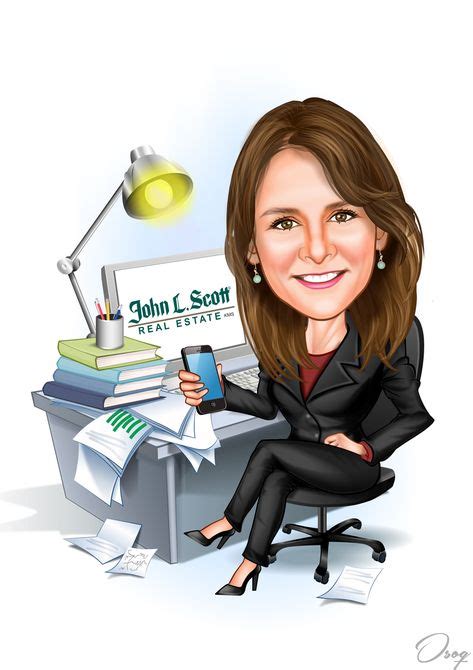 Female Clerk Portrait Office Cartoon Caricature Portrait