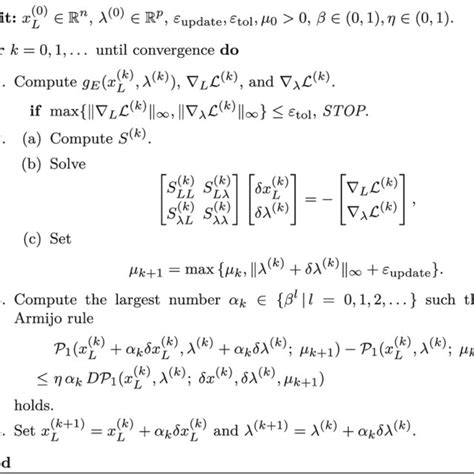 sqp algorithm for the computation of a critical point of p 1 without download scientific