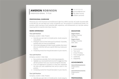 Resume Template For Word CV Template Graphic By Aivos Creative Fabrica