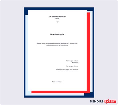 Comment faire la page de garde d un mémoire