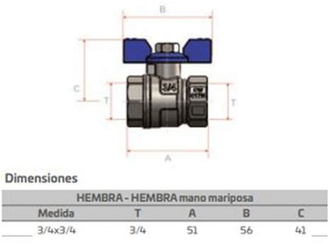 Valvula De Esfera Cabel Mariposa H H 3 4 160724C Válvulas y conexiones