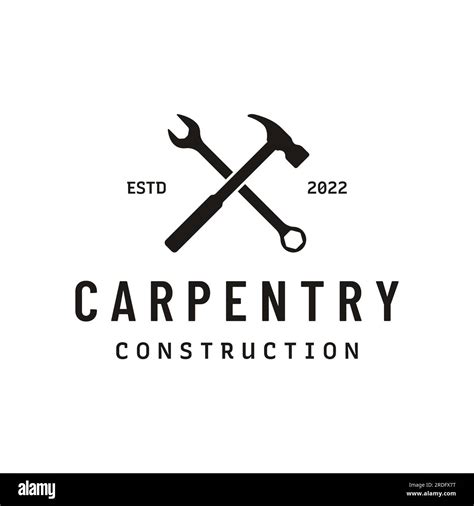 Crossed Hammer Logo Design For Vintage Work Carpentry Tools Logo For