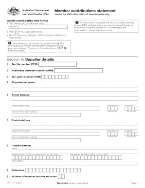 Fillable Online Ato Gov Super Member Contributions Statement For 2007