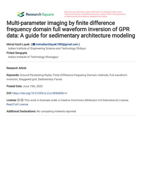 pdf multi parameter imaging by finite difference frequency domain full waveform inversion of