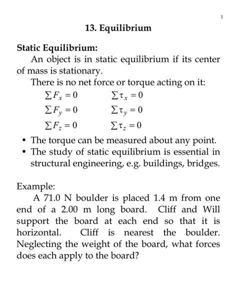 Equilibrium Static Equilibrium