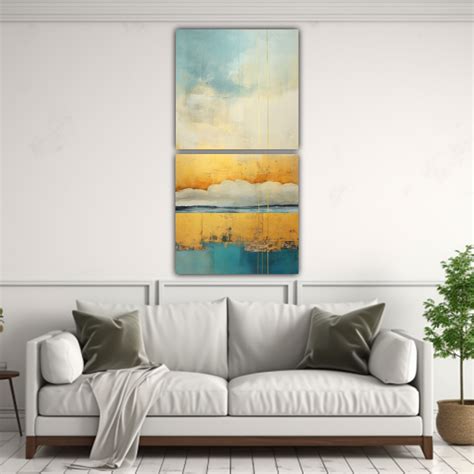 Set 2 Telas En Bastidor Calidos Composición Dinámica De Pintura Con