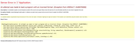 an attempt was made to load a program with an incorrect format exception from hresult