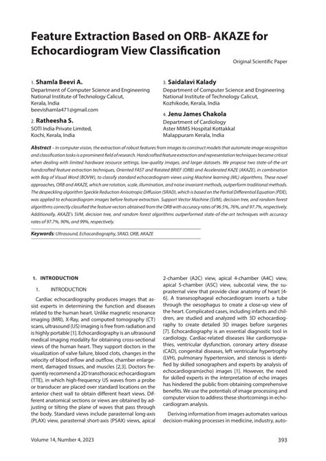 pdf feature extraction based on orb akaze for echocardiogram view classification