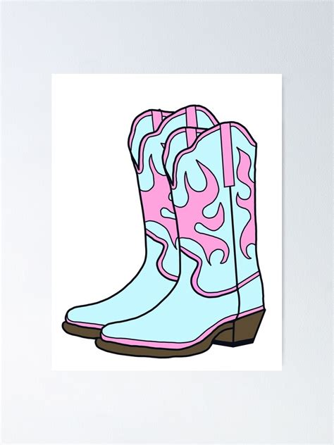 Pink And Blue Cowboy Boots Poster For Sale By DanielaFCR Redbubble