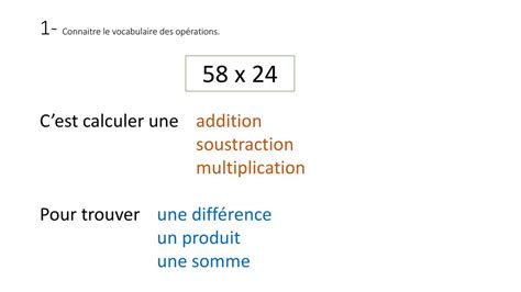 1 Connaitre le vocabulaire des opérations ppt télécharger