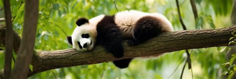 Premium Photo Panda Bear Sleeps On A Tree Branch