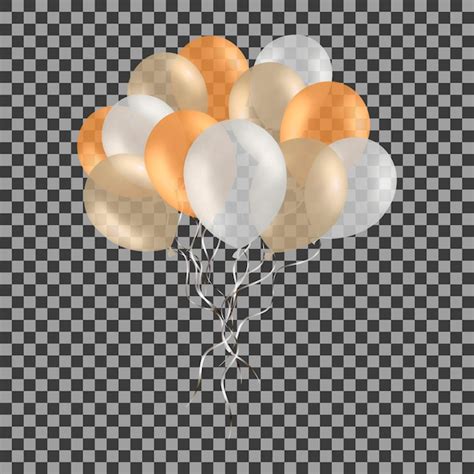 Premium Vector Bunch Of Golden Helium Balloons Isolated On Transparent