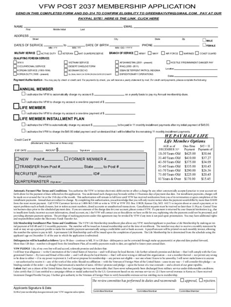 Fillable Online VFW Membership Mail In Application Fax Email Print