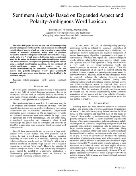 pdf sentiment analysis based on expanded aspect and polarity ambiguous word lexicon