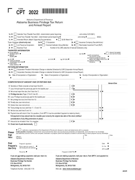 Alabama Business Privilege Tax Fill Out Sign Online DocHub