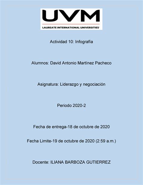 Actividad 10 DAMP Liderazgo Blackboard UVM Studocu