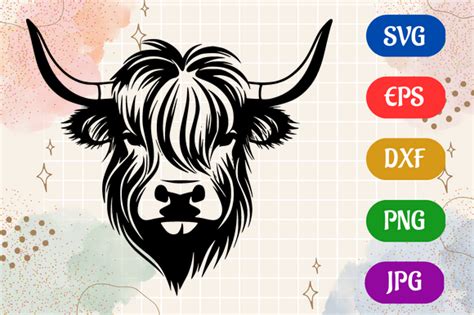 Highland Cow Silhouette SVG EPS DXF Graphic By Creative Oasis