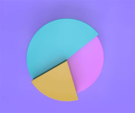 Ícone de gráfico de pizza colorido 3d ilustração mínima de renderização
