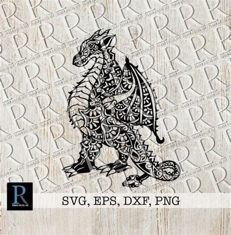Mandala Dragon SVG Zentangle Dragon SVG Dragon SVG File Dragon Cut