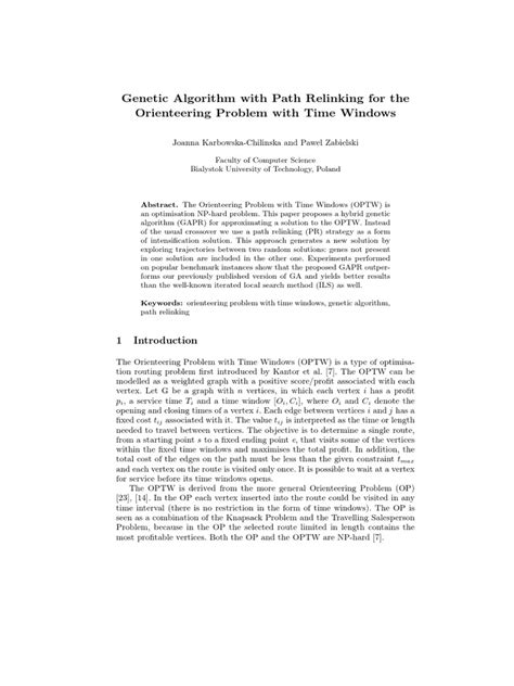 genetic algorithm with path relinking for the orienteering problem with time windows download