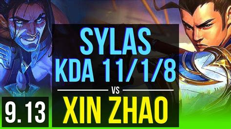 SYLAS Vs XIN ZHAO JUNGLE KDA 11 1 8 Legendary Korea Master V9