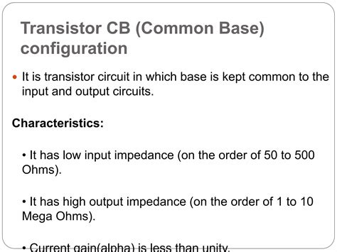Comparison Of Cb Ce And Cc Configuration PPT