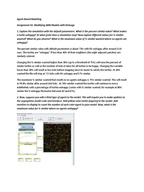 agent based modeling assignment 2 modifying abm models with netlogo pdf agent based model