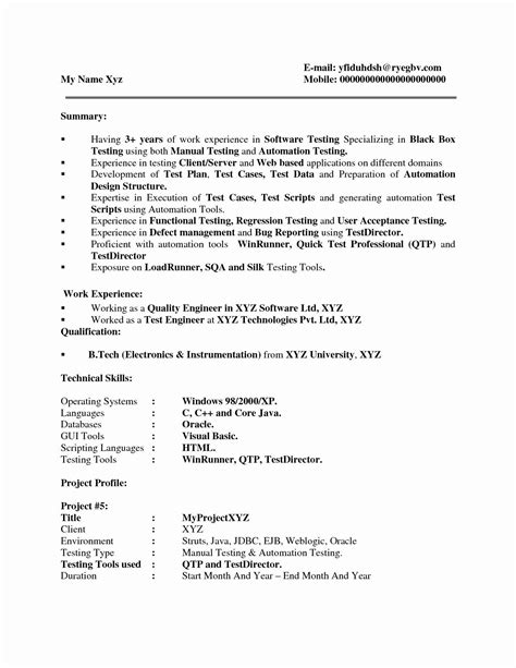 Advices For Software Tester Resume Example