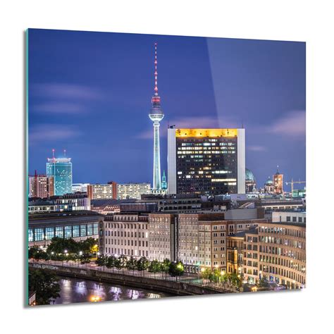 ArtprintCave Berlin Miasto Niebo Nowoczesne Obraz Szklany 60x60 Cm
