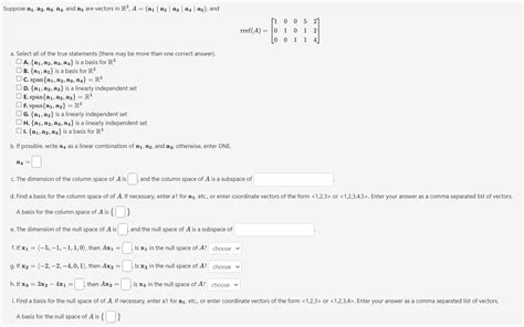 solved suppose a1 a2 a3 a4 and a5 are vectors in