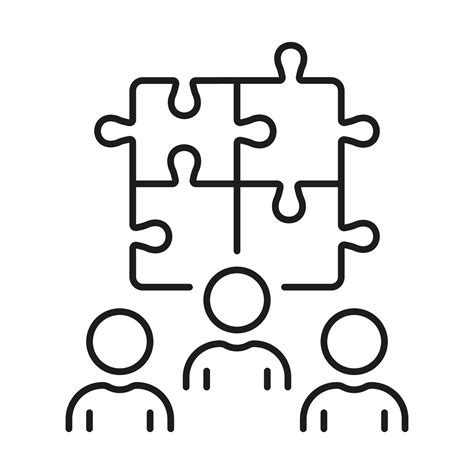 Teamwork And Collaboration Puzzle Together Line Icon Partnership