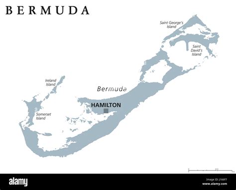 Bermuda Political Map With Capital Hamilton British Overseas Territory