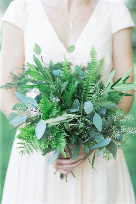 58 A Textural Greenery Wedding Bouquet Wiht Various Types Of Foliage