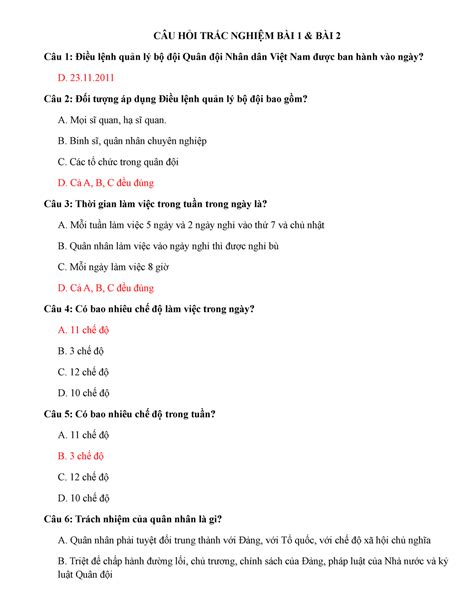 BỘ CÂU HỎI TRẮC NGHIỆM HP3 VLU K Đáp án CÂU H伃I TRĂȁC NGHIỆM B䄃I 1